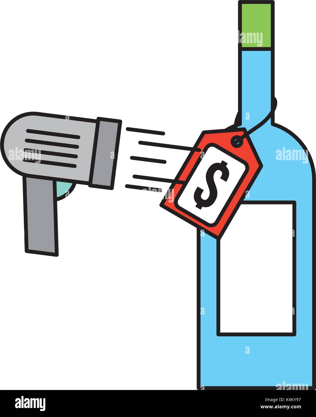 wine bottle glass with price tag and scanning code Stock Vector Image ...