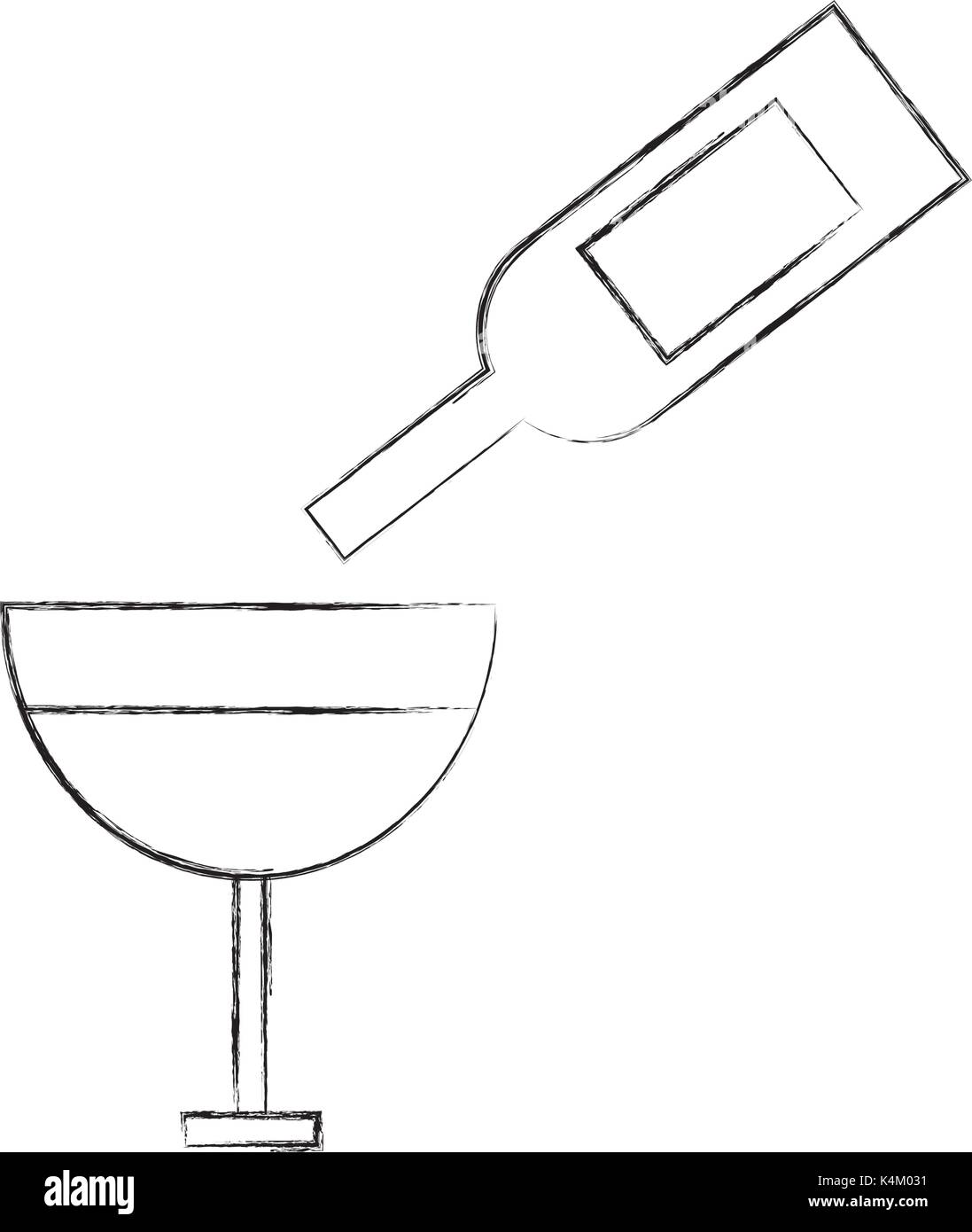 wine glass bottle pouring cup drink alcohol Stock Vector Image & Art ...