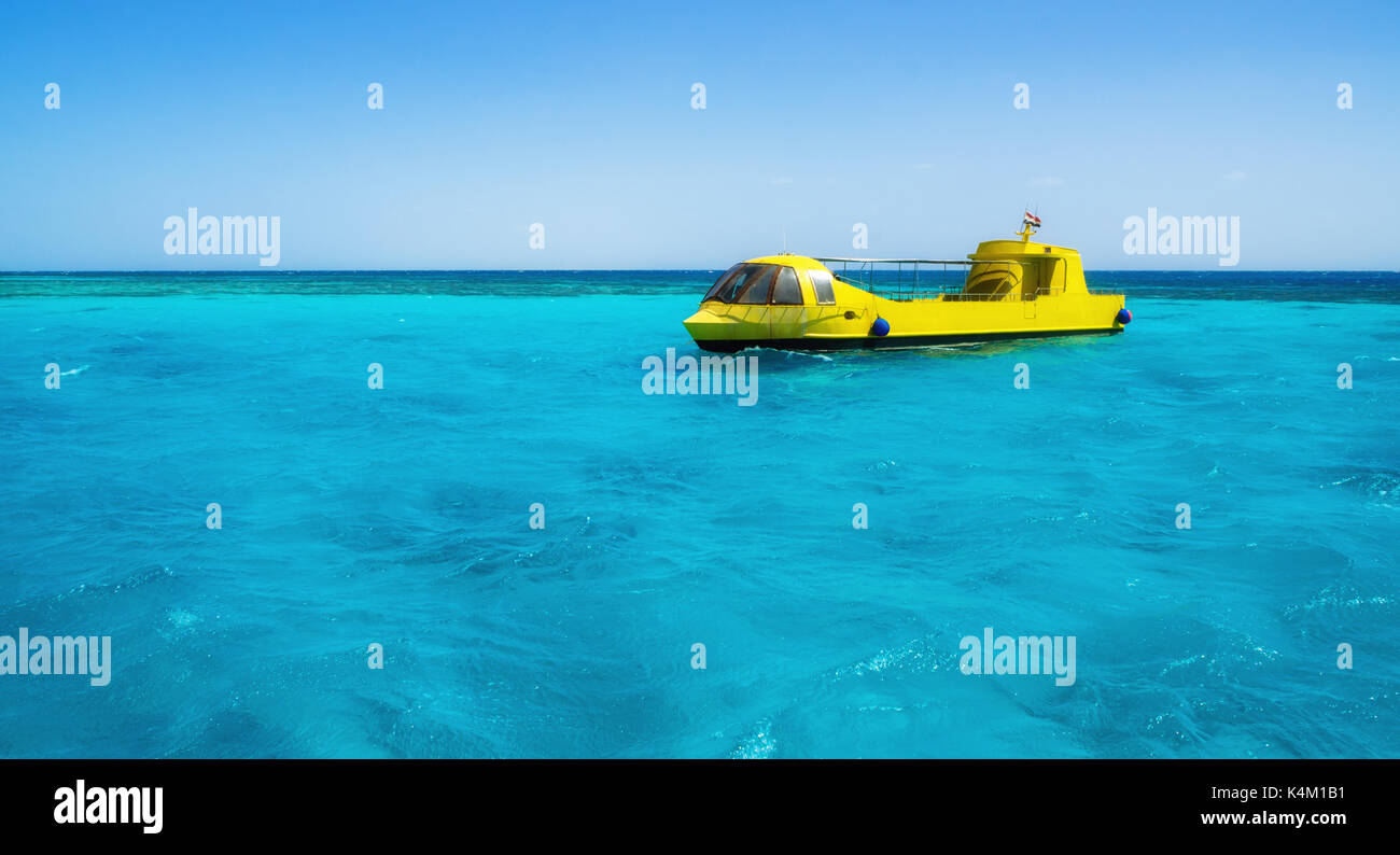 Egyptian submarine with a glass bottom organize sightseeing tourist ...