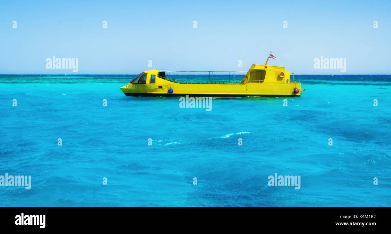 Egyptian submarine with a glass bottom organize sightseeing tourist ...