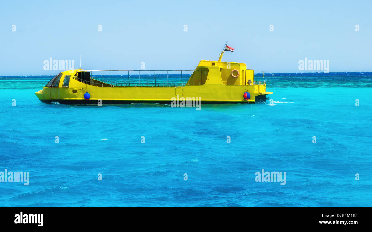 Egyptian submarine with a glass bottom organize sightseeing tourist ...