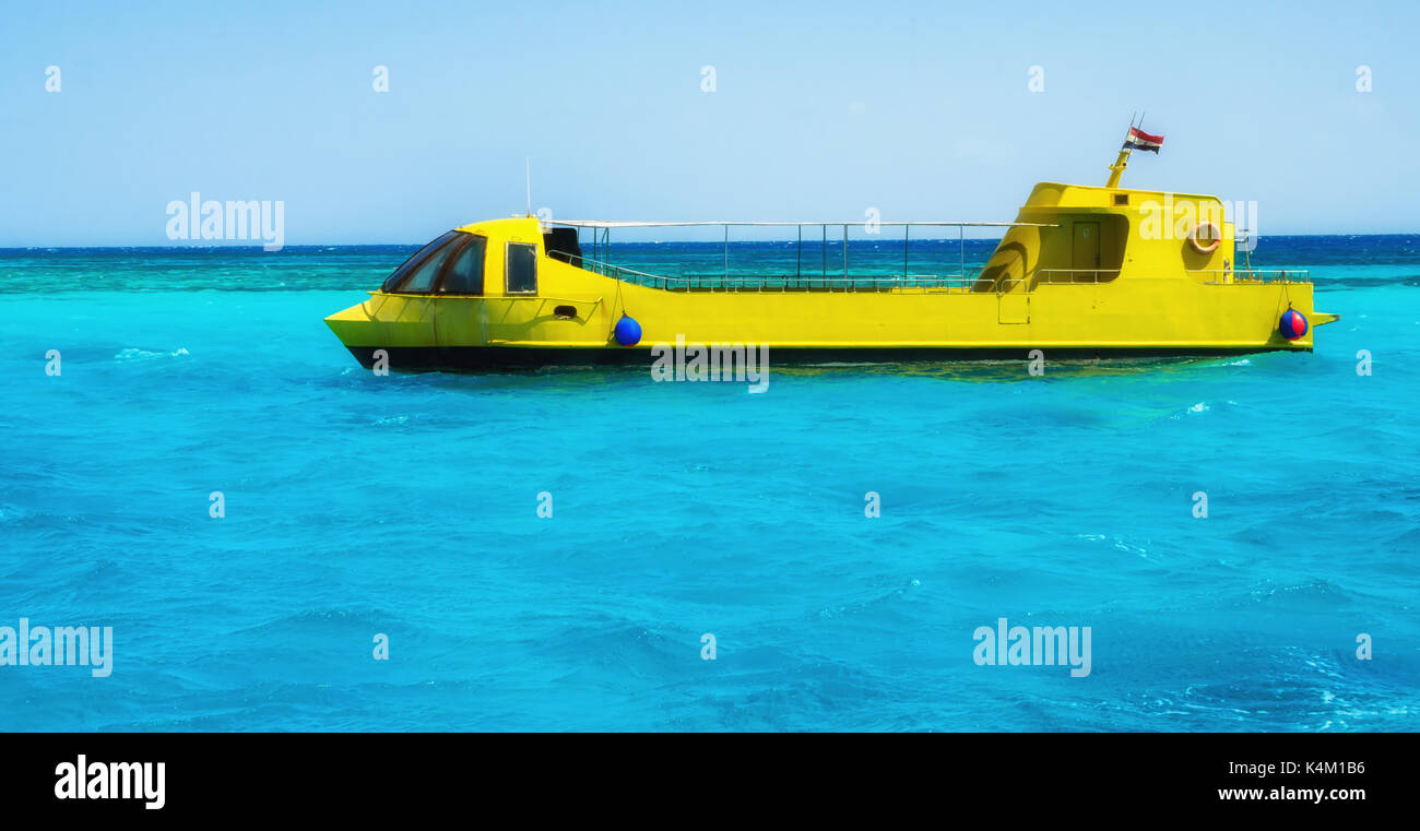 Egyptian submarine with a glass bottom organize sightseeing tourist ...
