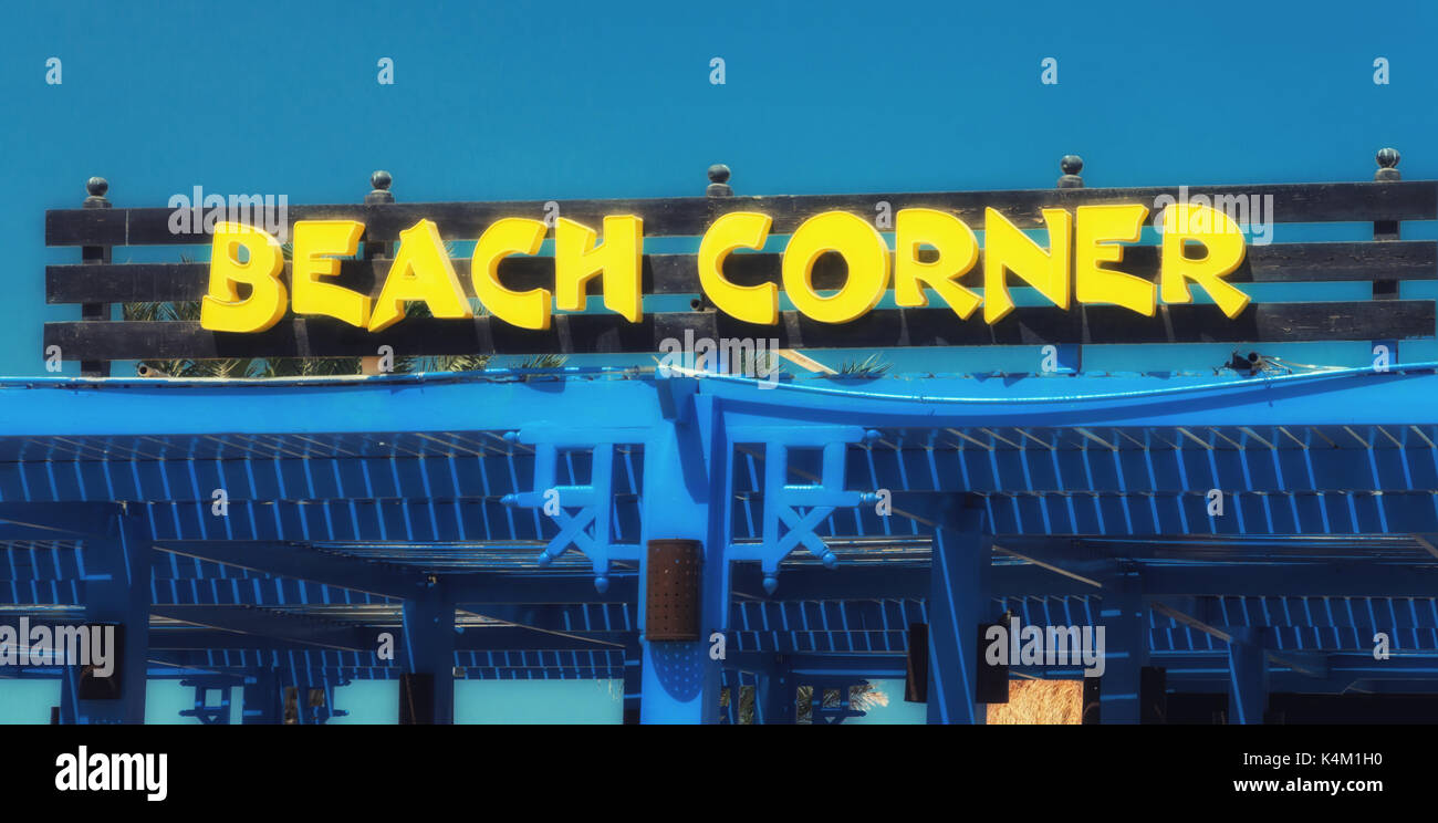 Beach corner sign Stock Photo - Alamy