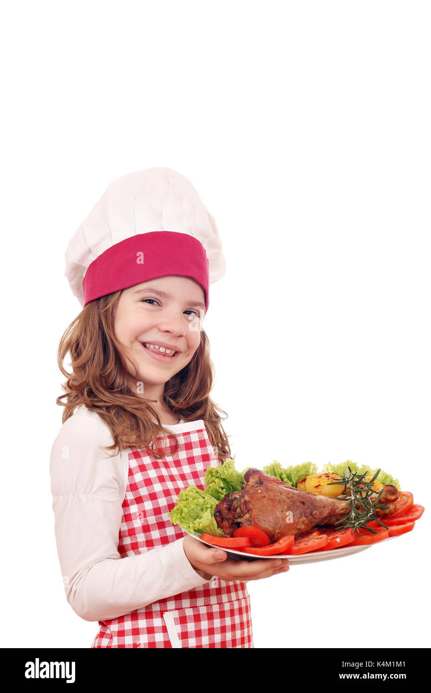 little girl cook with turkey drumstick Stock Photo - Alamy