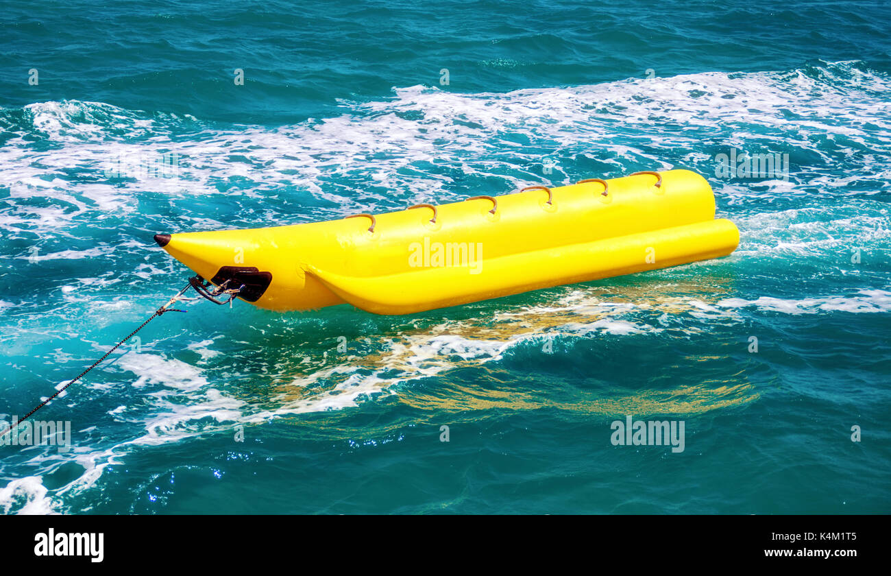 Banana boat in the sea Stock Photo - Alamy