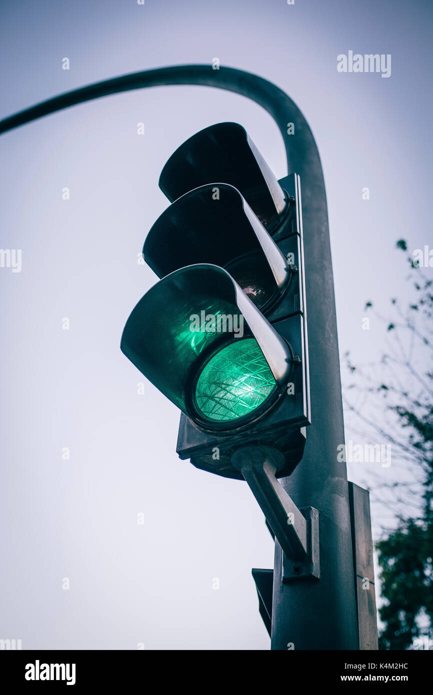 Semaphore in a green color Stock Photo - Alamy