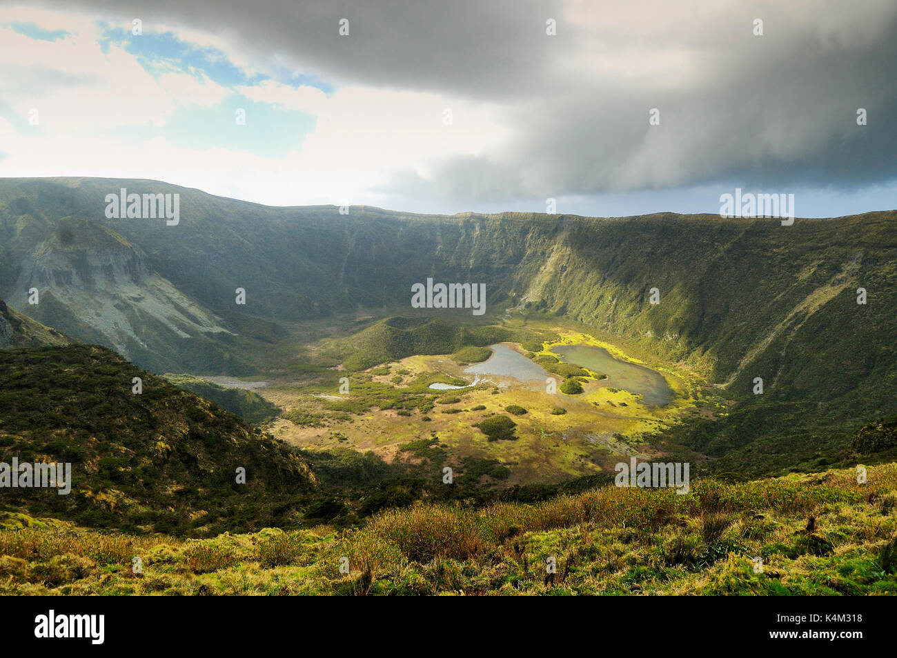 The crater of the big volcano in Faial (Caldeira). Azores islands ...