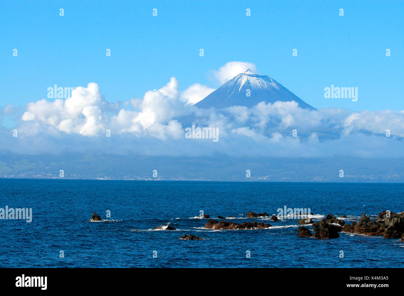The volcano of Pico seen from São Jorge island. Azores islands ...