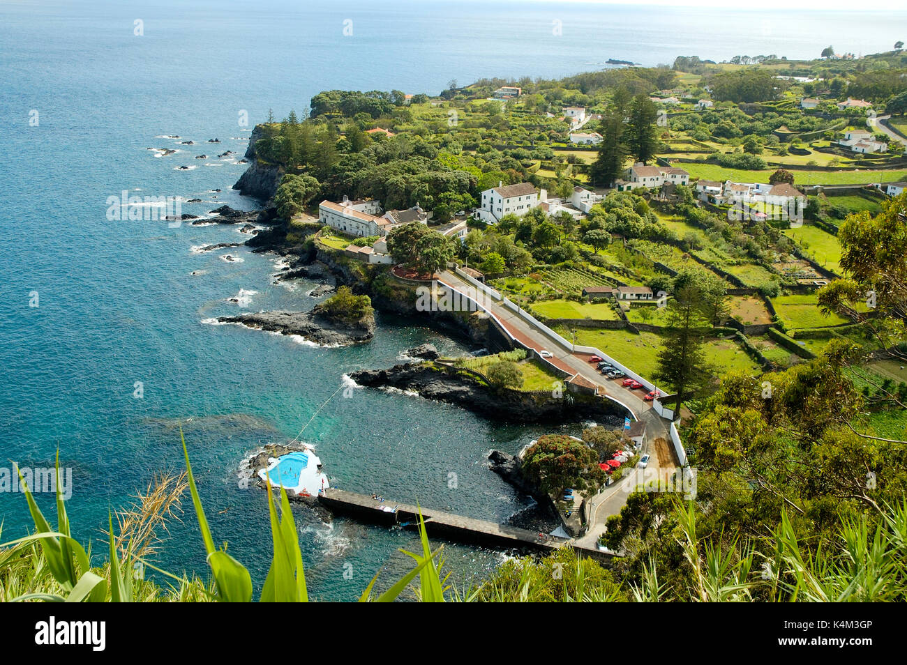 The little harbour of Caloura, Água de Pau. São Miguel, Azores islands ...