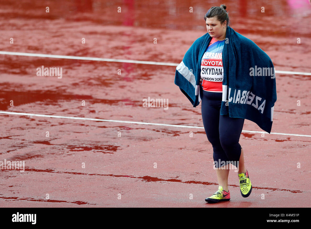 Hanna SKYDAN (Azerbaijan) competing in the Women's Hammer Qualification ...