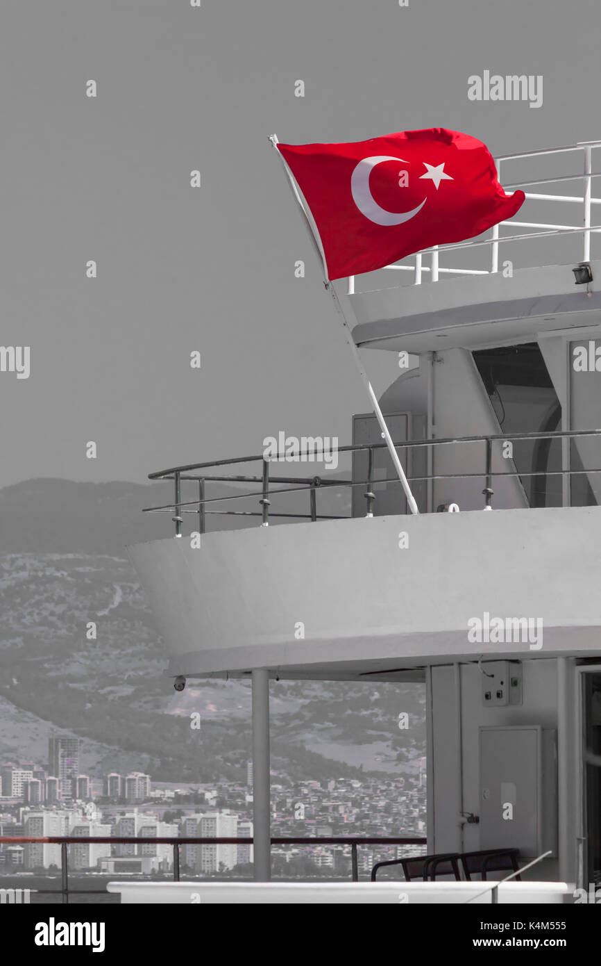 Boat with turkish flag Stock Photo - Alamy