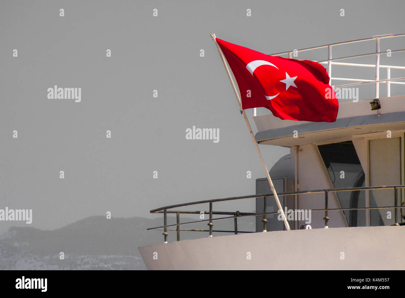 Boat with turkish flag Stock Photo - Alamy