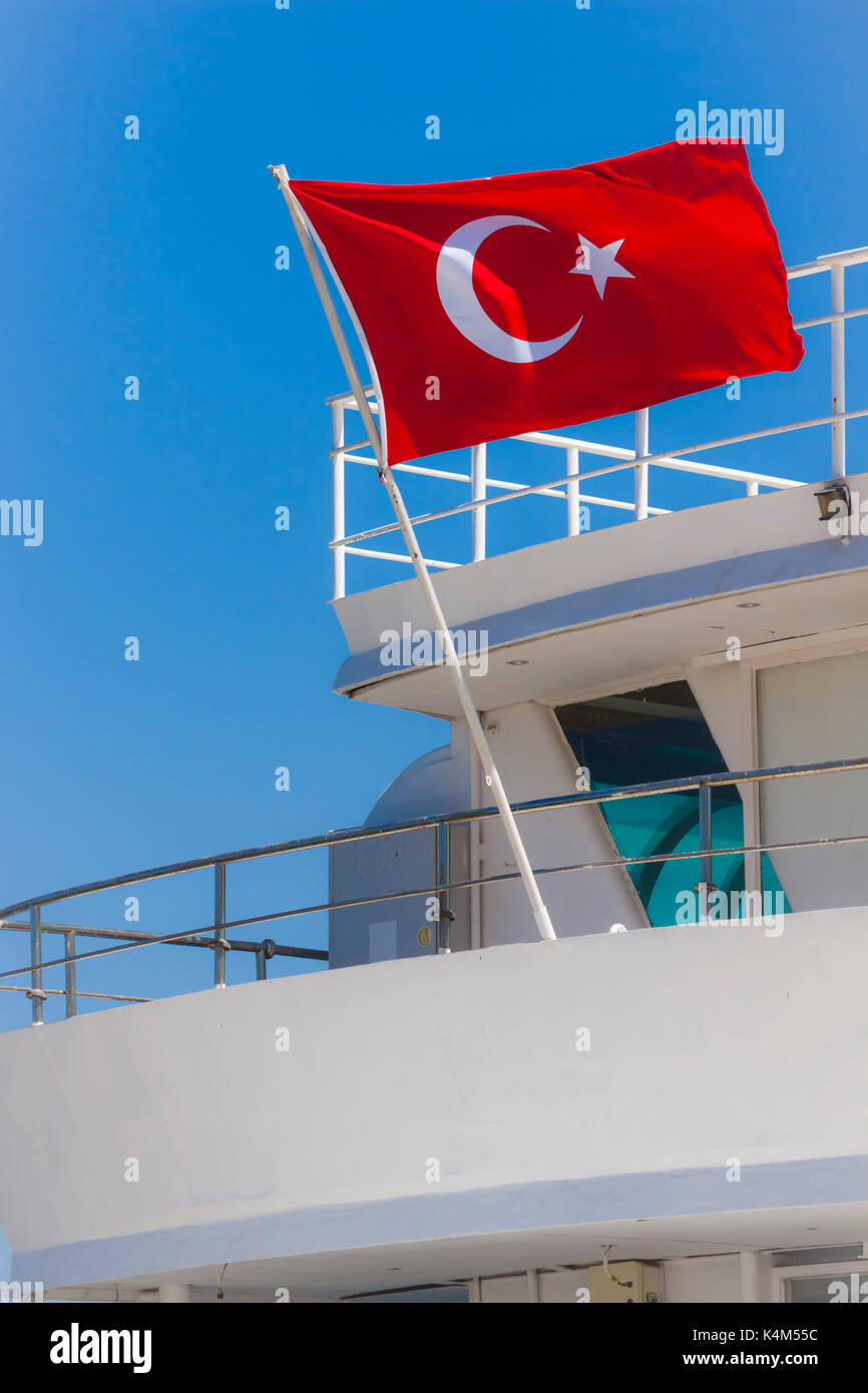Boat with turkish flag Stock Photo - Alamy