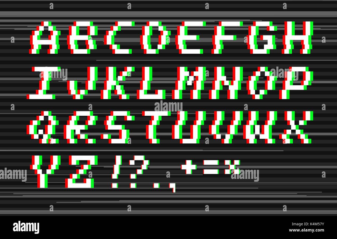 Alphabet vector distorted glitch Stock Vector Images - Alamy