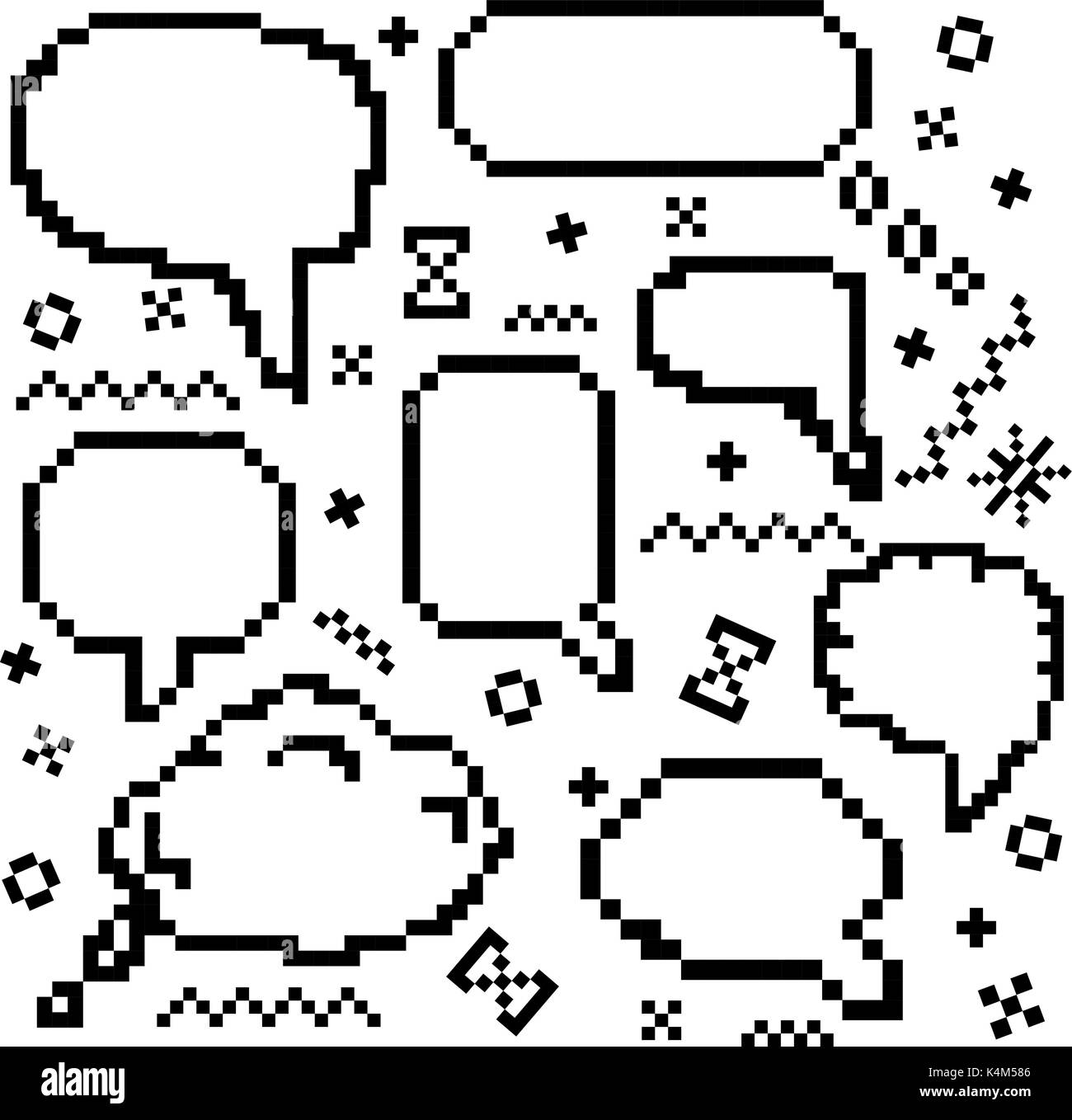 Pixel speech bubble text Black and White Stock Photos & Images - Alamy