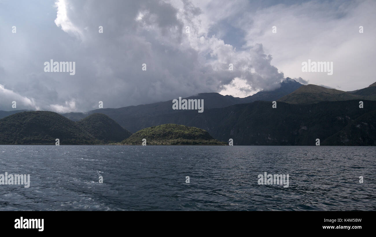 CUICOCHA, ECUADOR - 2017: Caldera and crater lake at the foot of ...