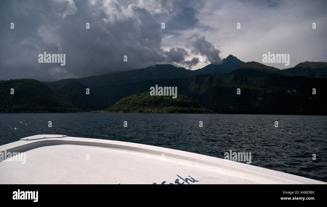 CUICOCHA, ECUADOR - 2017: Caldera and crater lake at the foot of ...