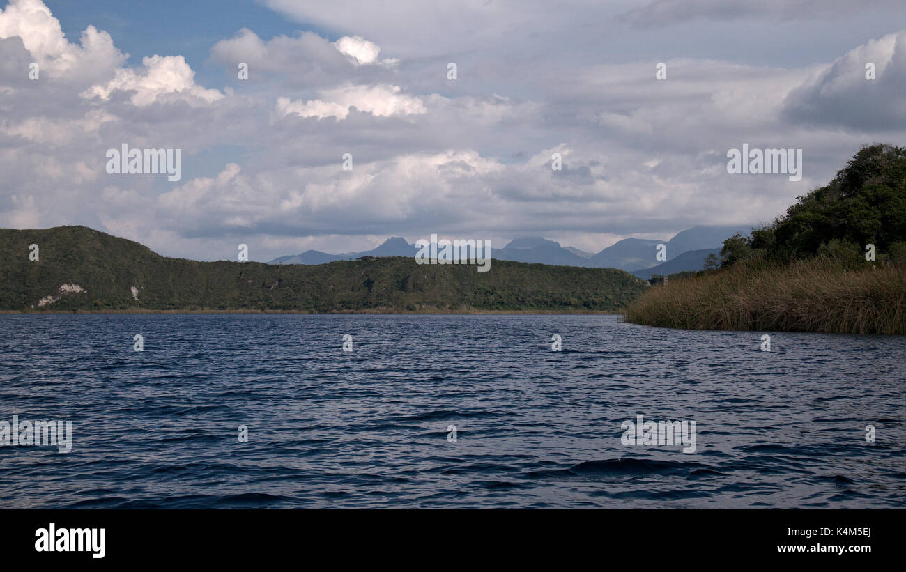 CUICOCHA, ECUADOR - 2017: Caldera and crater lake at the foot of ...