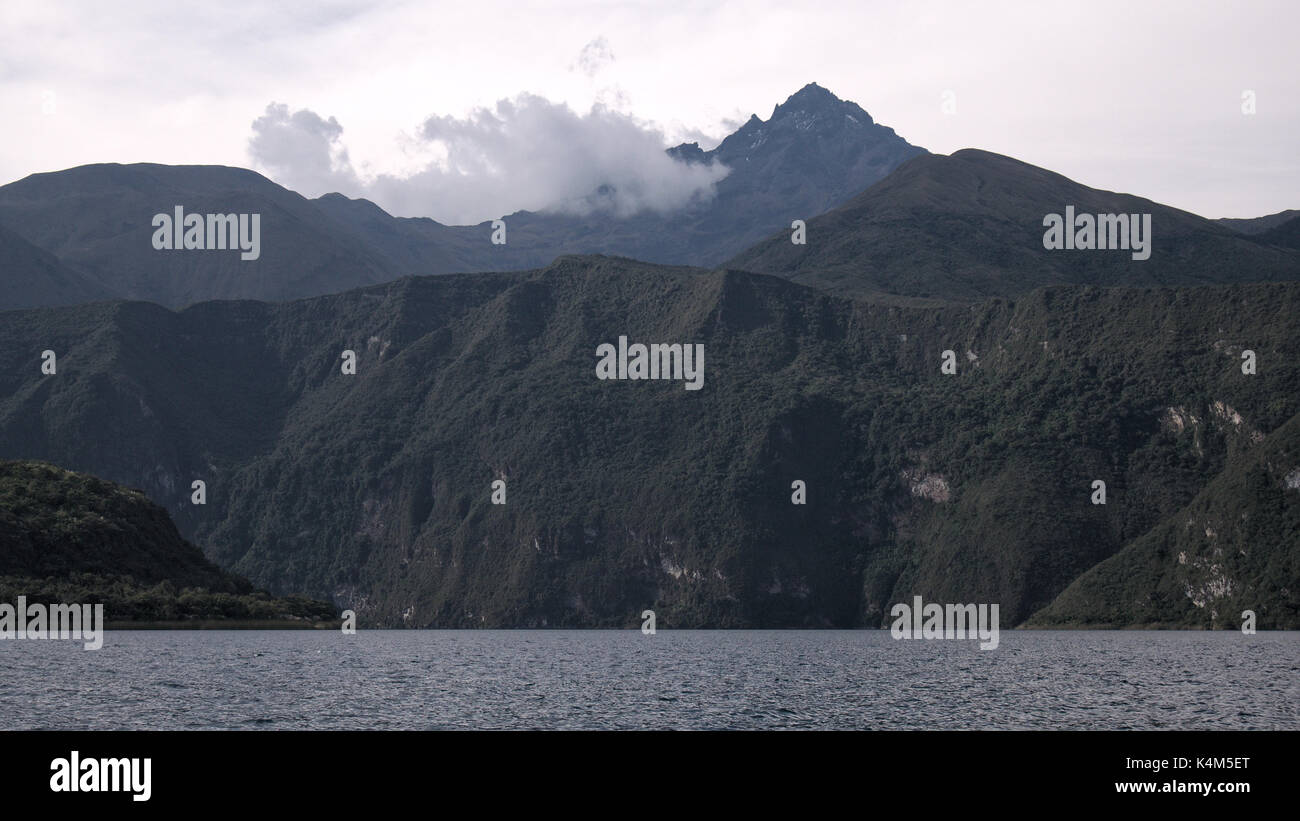 CUICOCHA, ECUADOR - 2017: Caldera and crater lake at the foot of ...