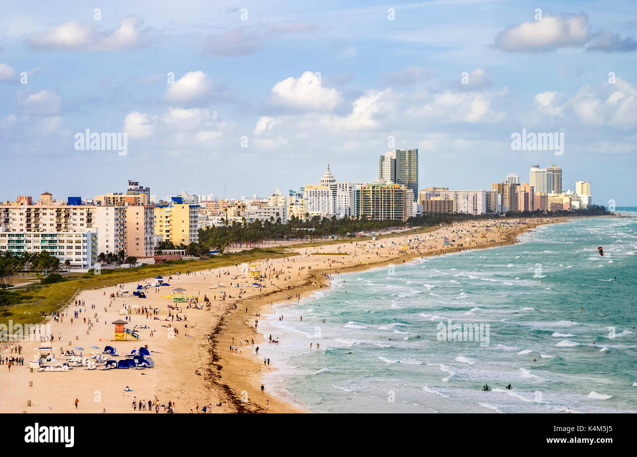 Panoramic view of modern high-rise ribbon development apartment blocks ...