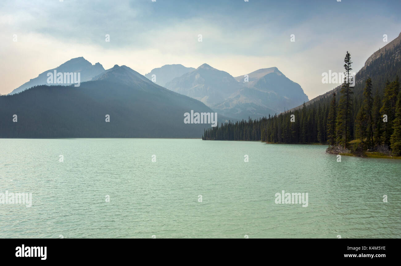 Lower Martin Lake Landscape in remote wilderness of Alberta Banff ...