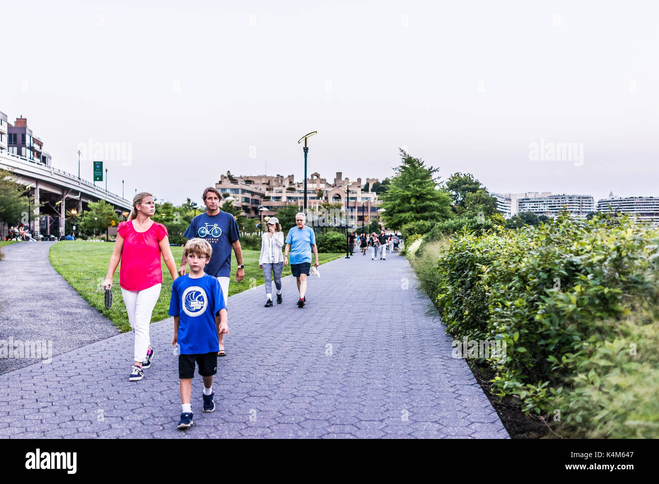 Washington DC, USA - August 4, 2017: Georgetown harbor on riverfront ...