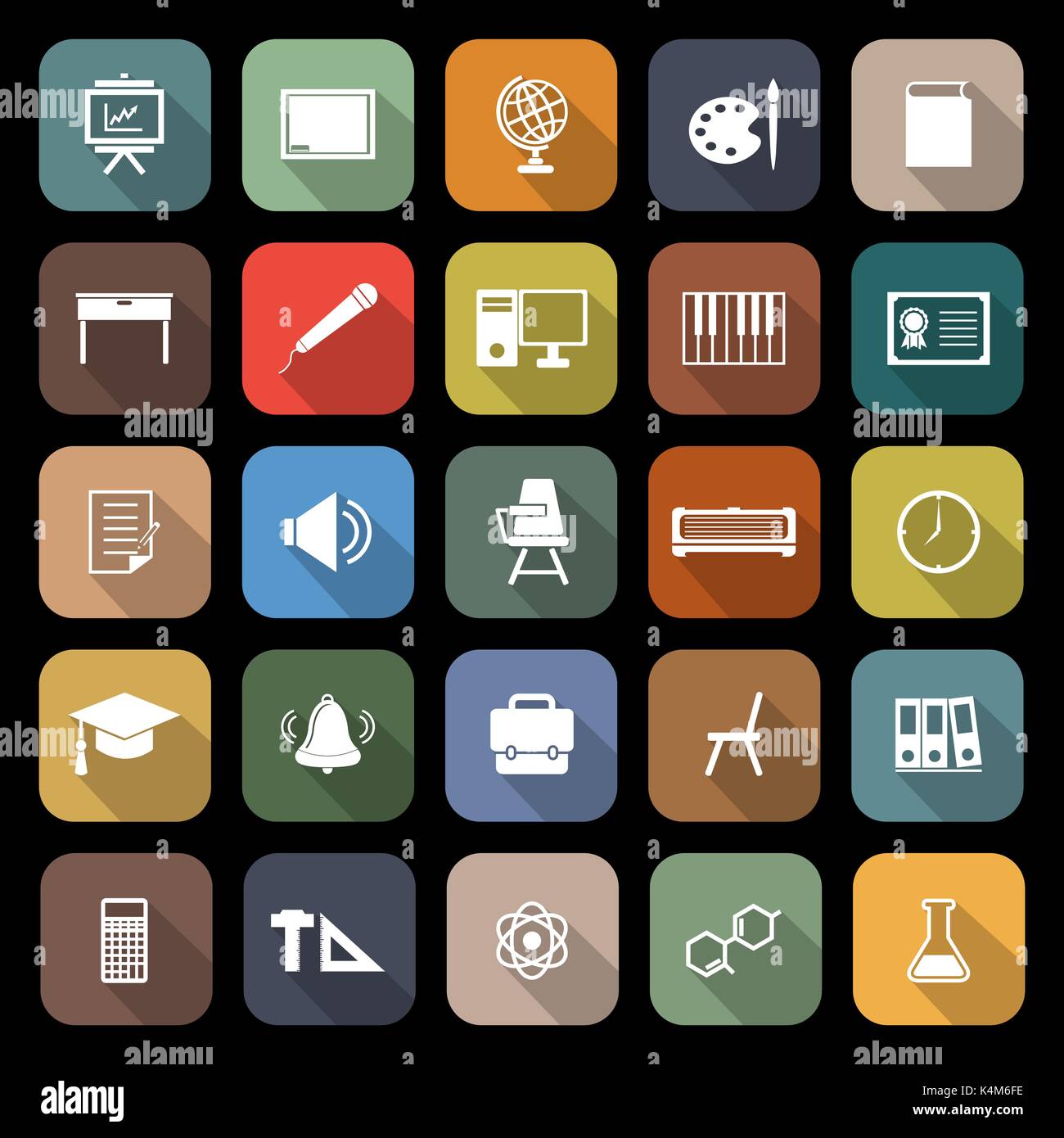 Classroom flat icons with long shadow, stock vector Stock Vector Image & Art - Alamy