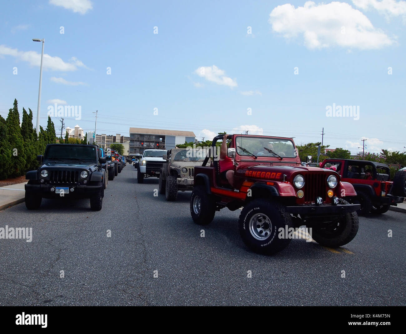 OCEAN CITY, MD - AUGUST 26, 2017: Dozens of Jeeps entering, exiting ...