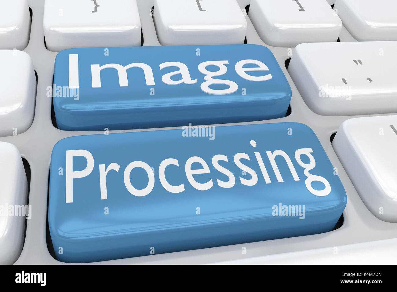 3d Illustration Of Computer Keyboard With The Script Image Processing On Two Adjacent Pale