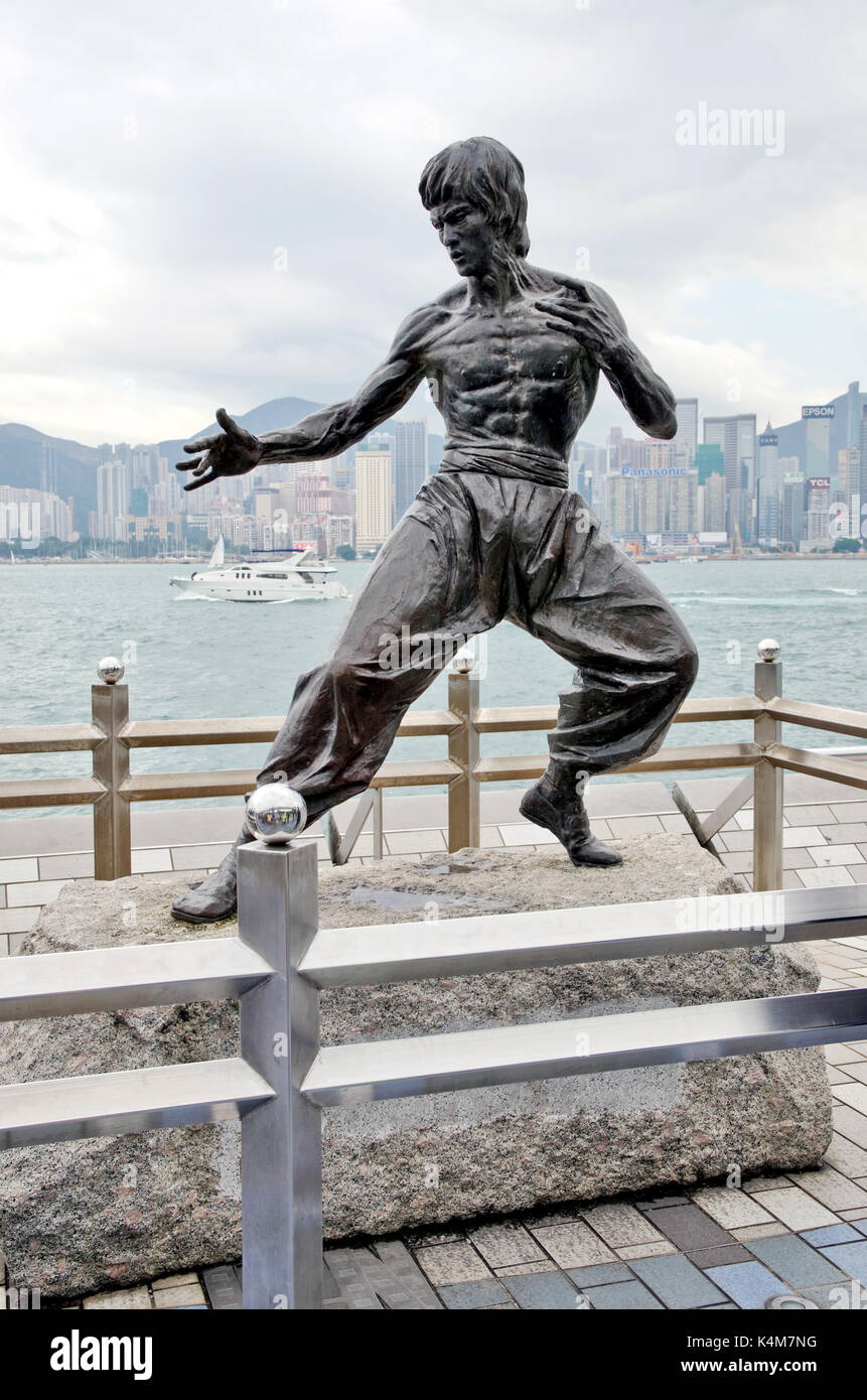 HONG KONG, CHINA - MAY 04: Bruce Lee Statue in Avenue of Stars on May ...