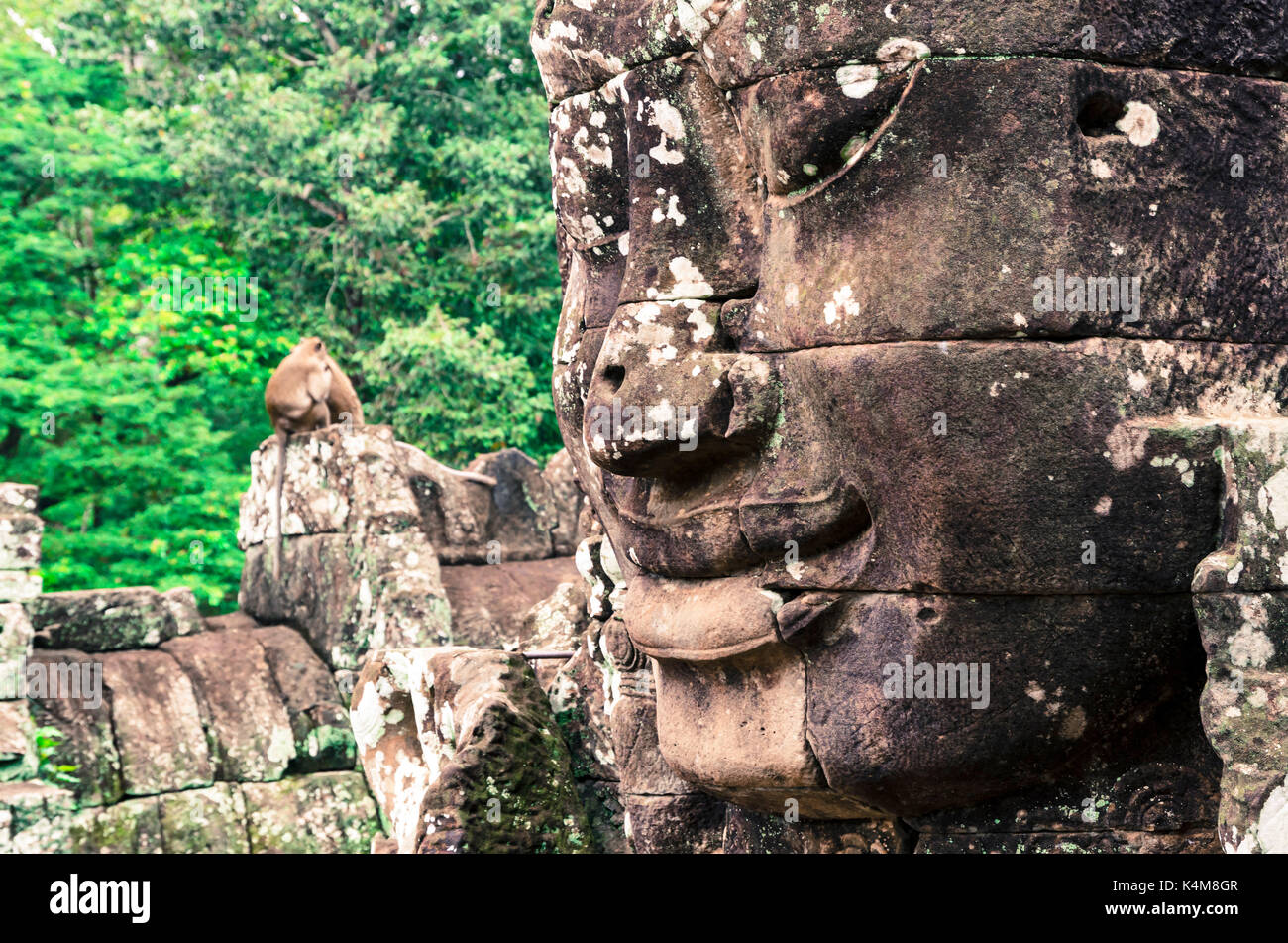 Bayon temple faces Stock Photo - Alamy
