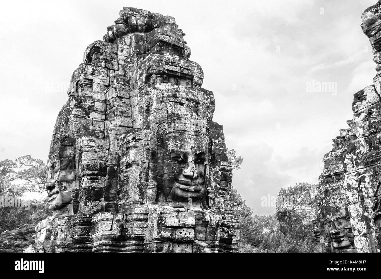 Bayon temple faces Stock Photo - Alamy