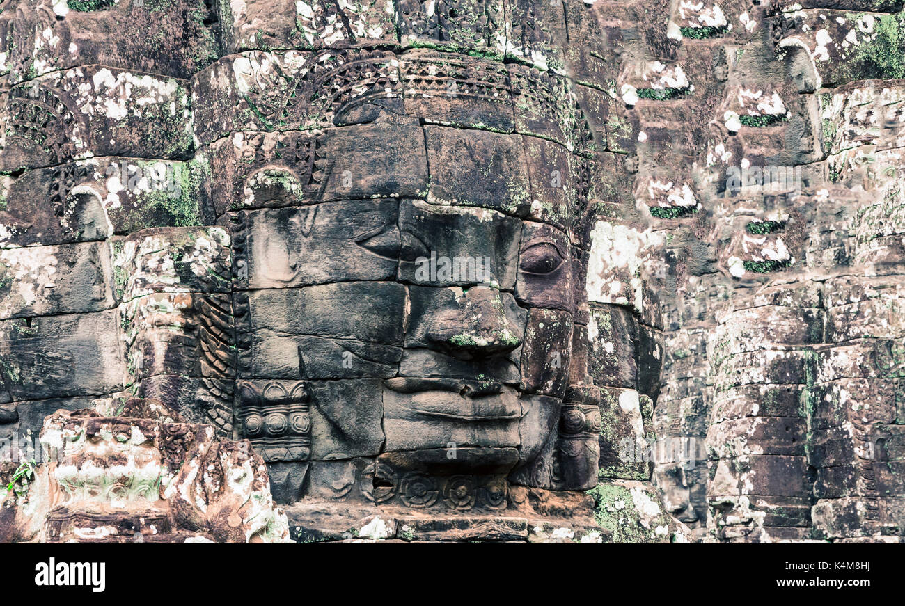 Bayon temple faces Stock Photo - Alamy
