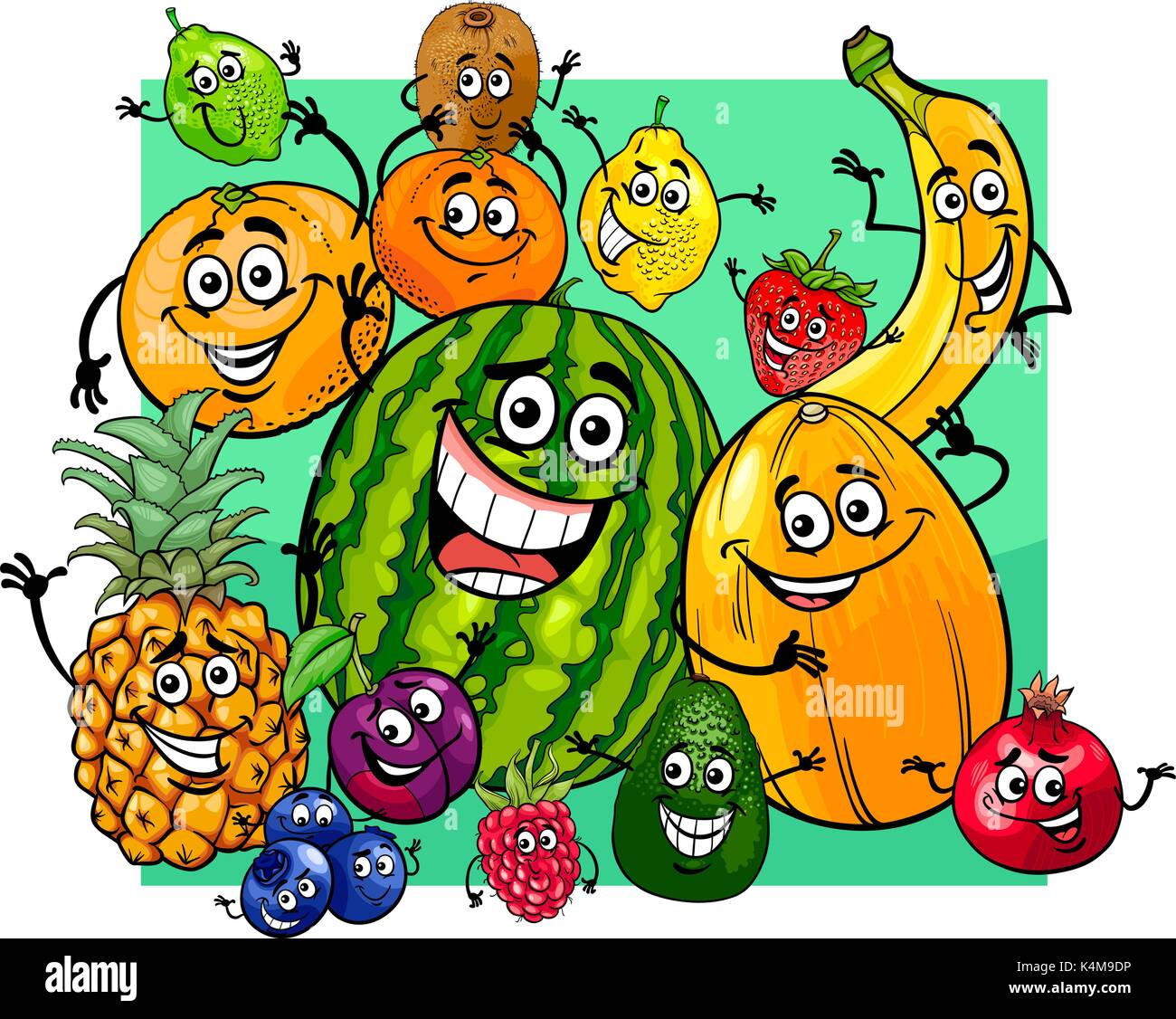 Cartoon Illustration of Cute Fruit Characters Group Stock Vector Image ...