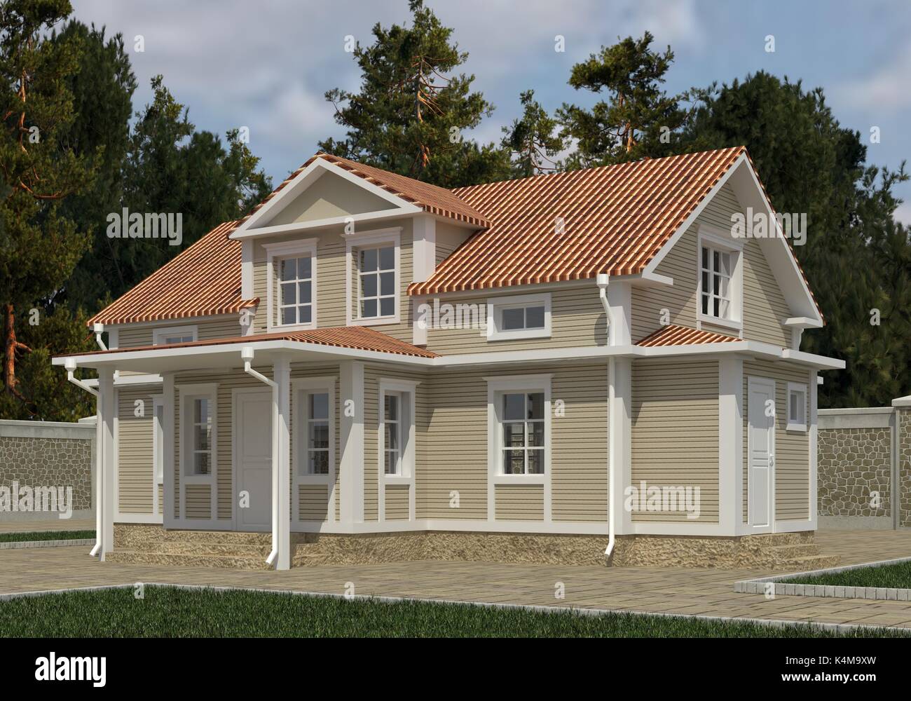 Building Photo Realistic Render 3D Illustration Stock Photo - Alamy