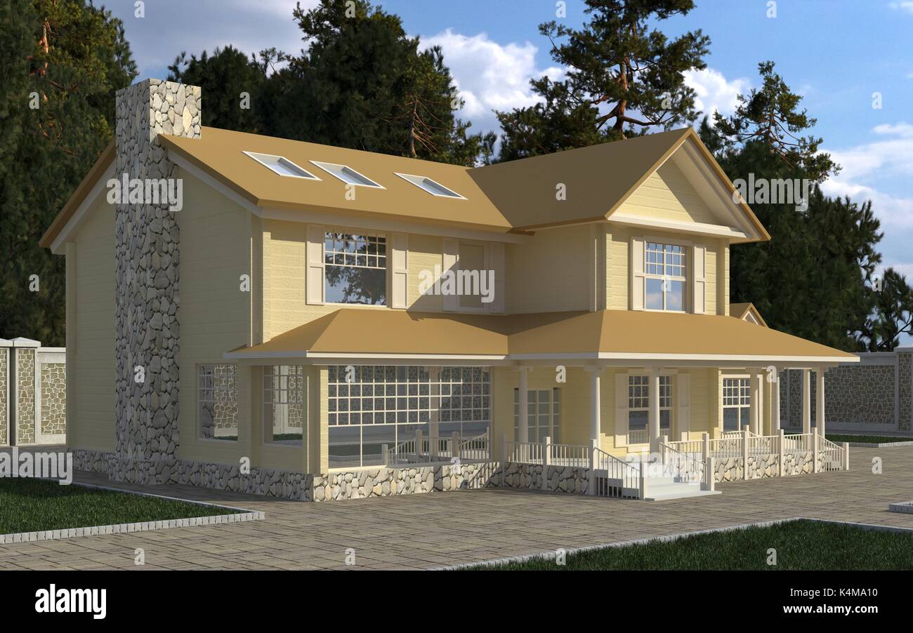 Building Photo Realistic Render 3D Illustration Stock Photo - Alamy