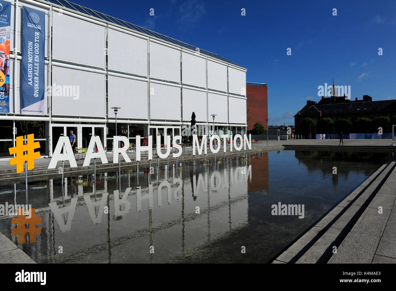 The front of Musikhuset Aarhus - a concert hall complex - during a ...