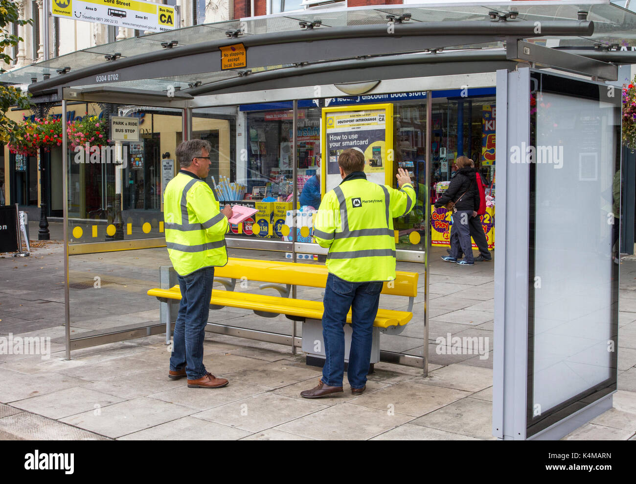 Inspection Team checking bus stop shelter maintenance and cleaning ...