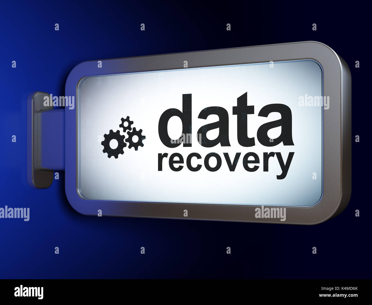 Information concept: Data Recovery and Gears on advertising billboard ...