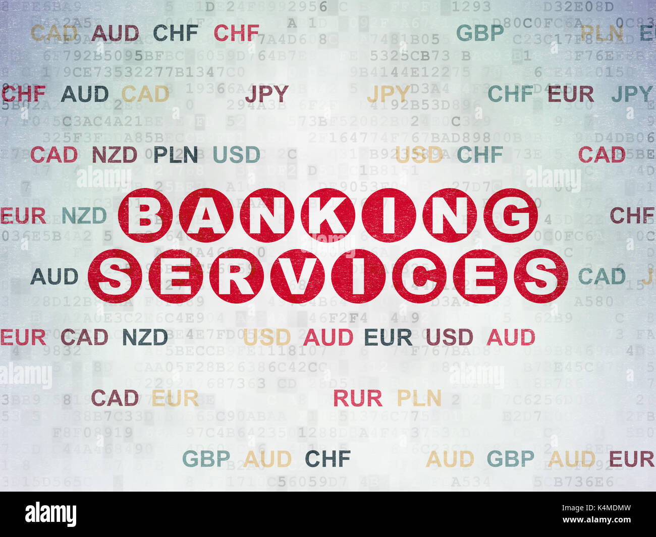 Money concept: Painted red text Banking Services on Digital Data Paper ...