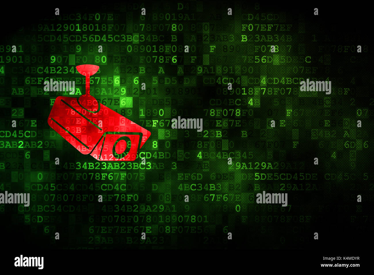 Safety concept: pixelated Cctv Camera icon on digital background, empty ...