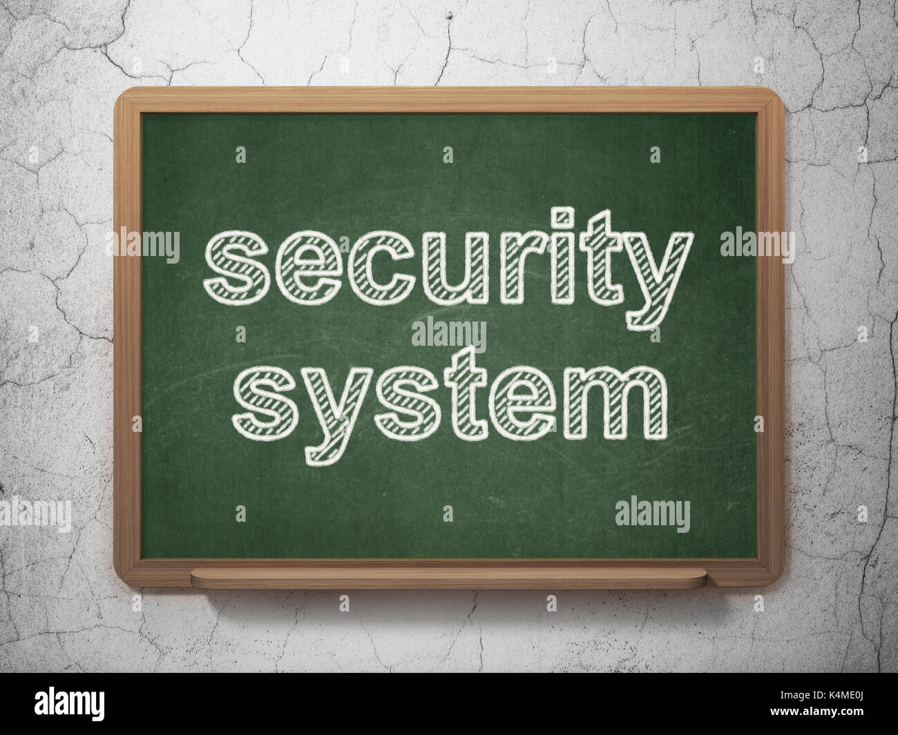 Protection concept: text Security System on Green chalkboard on grunge wall background, 3D ...