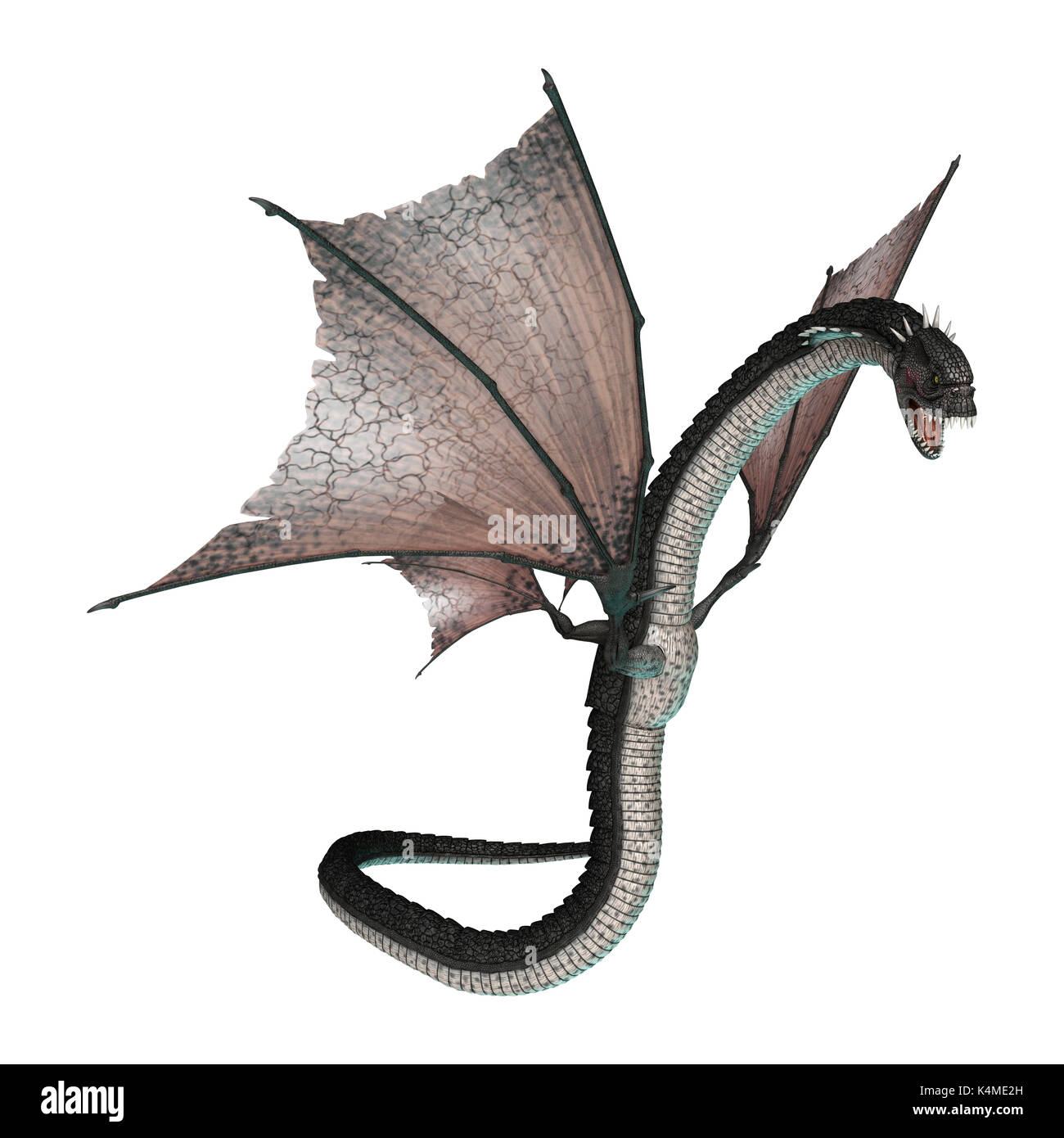 3D rendering of a fantasy snake dragon isolated on white background ...