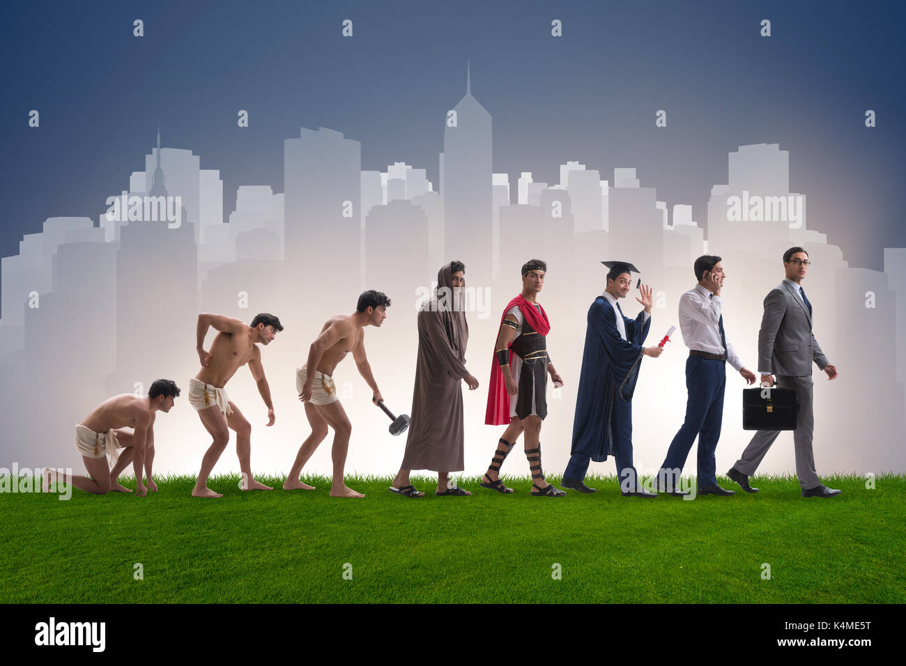 Progression of man mankind from ancient to modern Stock Photo - Alamy