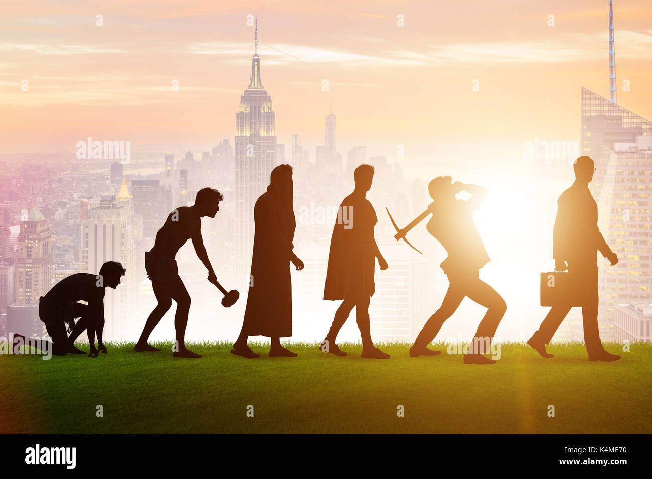 Progression of man mankind from ancient to modern Stock Photo - Alamy