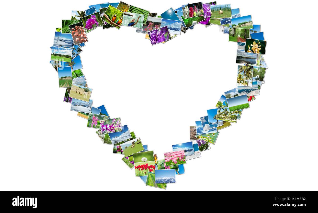 Heart shape made of nature photos Stock Photo - Alamy