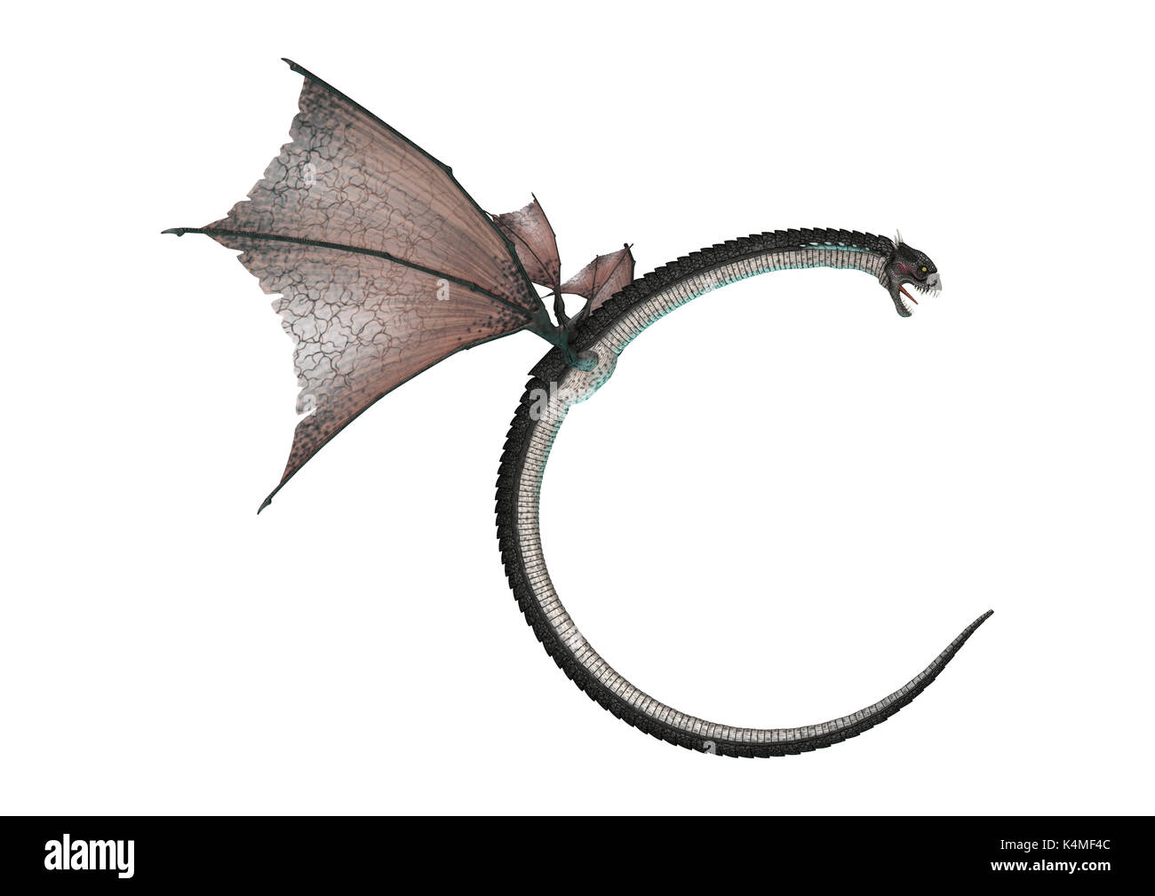 3D rendering of a fantasy snake dragon isolated on white background ...