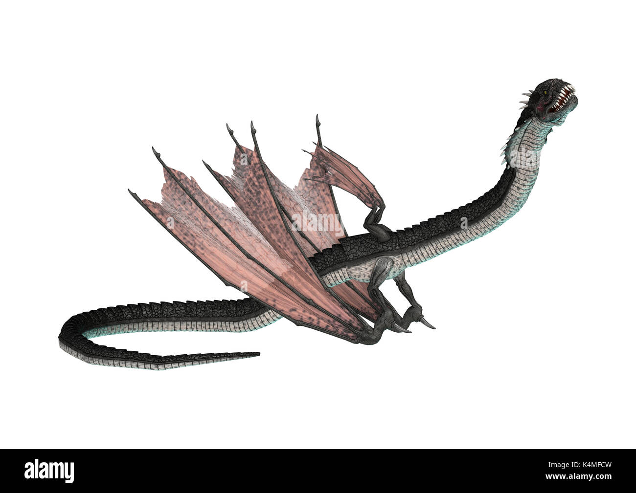 3D rendering of a fantasy snake dragon isolated on white background ...