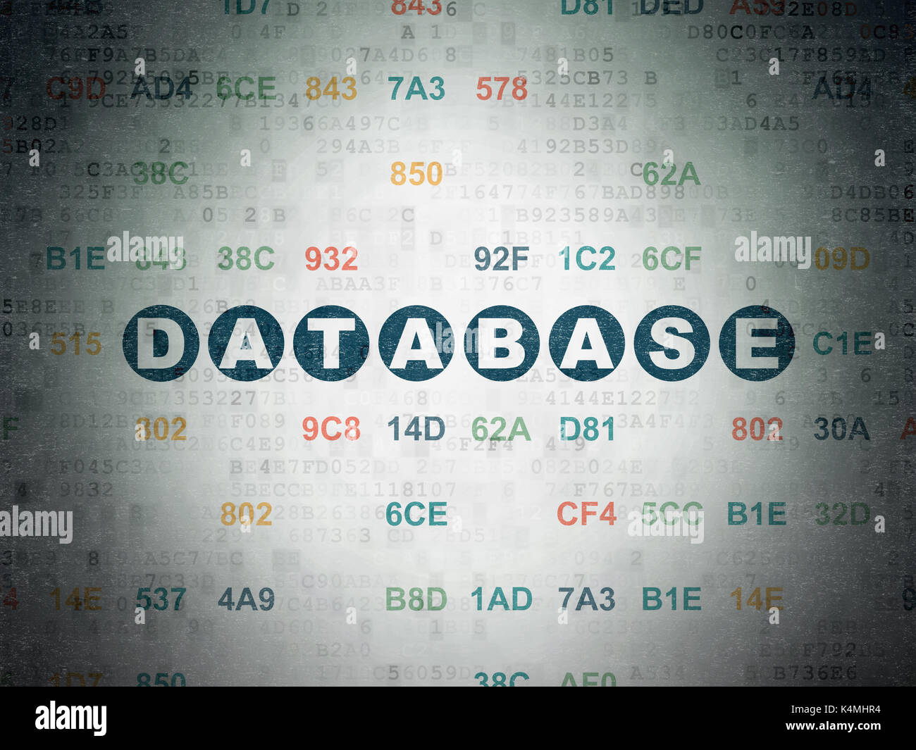 Database concept: Painted blue text Database on Digital Data Paper ...