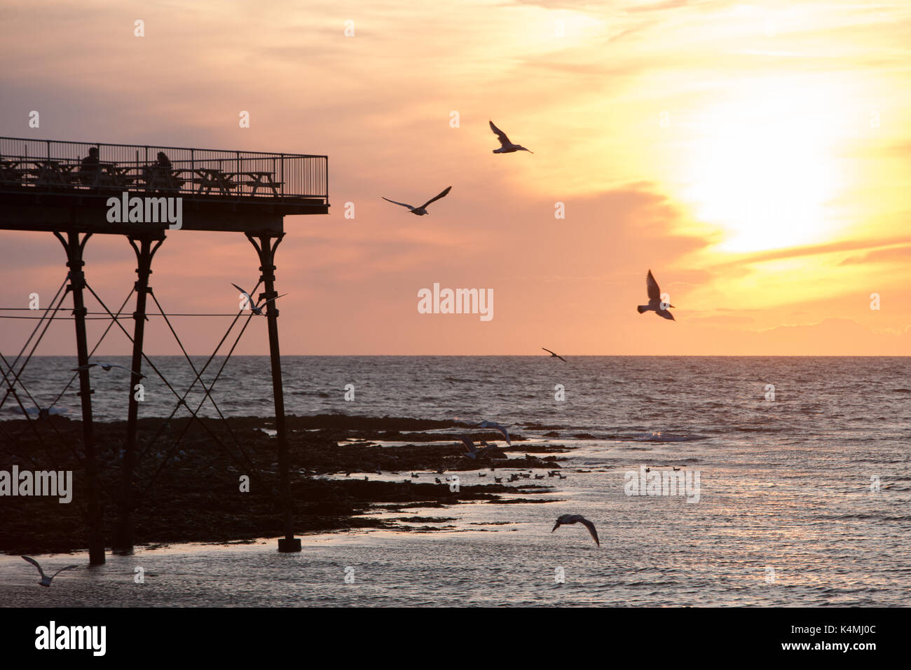 At the end of a sunny day.Sunset,silhouette,Royal Pier,pier,Aberystwyth ...